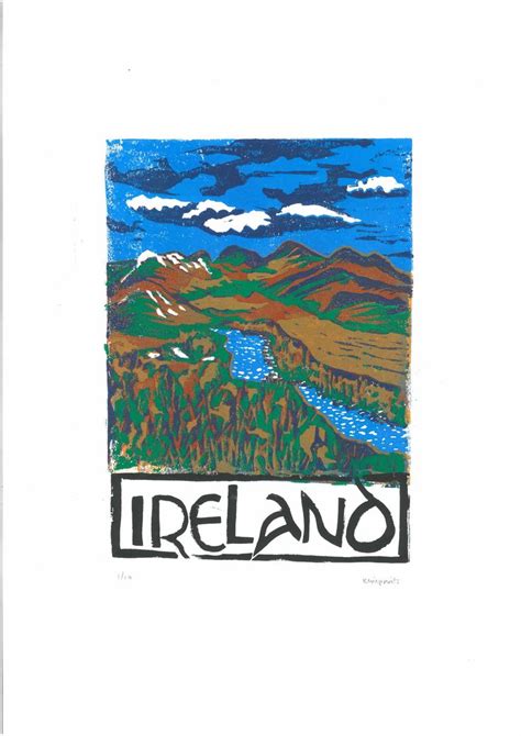Ireland Reduction Linocut Print Etsy Linocut Linocut Prints Original Prints