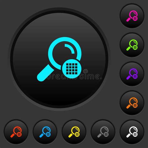 Arrange Search Results Dark Push Buttons With Color Icons Stock Vector