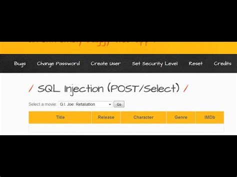 SQL Injection POST Select YouTube
