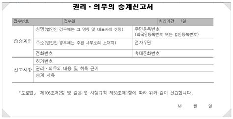 도로점용허가 권리의무 승계 신고 네이버 블로그