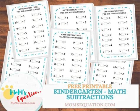 Subtraction Worksheets For Kindergarten Make An Equation Momsequation