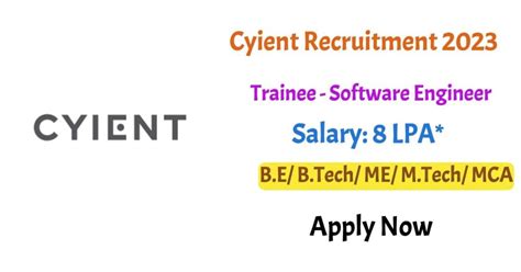 cyient vacancy for trainee software engineer b e b tech me m tech