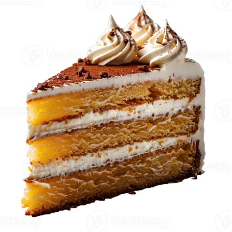Piece Of Vanilla Cake Slice Of Cake Isolated Vanilla Cake With Frosting Sponge Cake