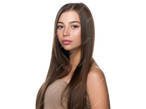 Premium Photo Smooth Hair Woman Long Hair Beauty Girl With Pink Lips