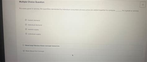 Solved Multiple Choice QuestionFor Every Good Or Service Chegg Com