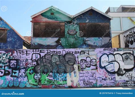 Graffiti Art On Abandoned Buildings And A Privacy Wall In Venice Beach