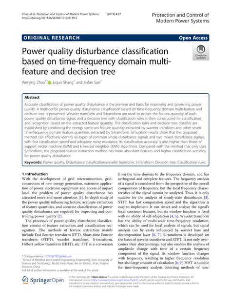 Pdf Power Quality Disturbance Classification Based On Time Frequency