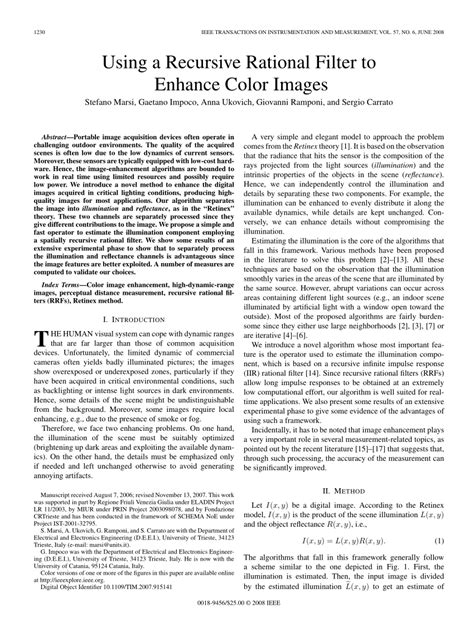 Pdf Using A Recursive Rational Filter To Enhance Color Images