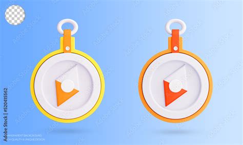 Location Direction Map Navigation Compass Sign On White Background Minimal Cartoon Look Stock