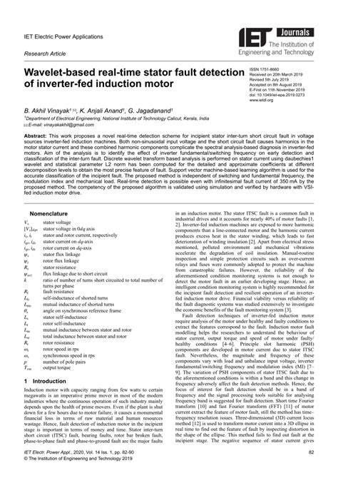 Wavelet Based Real Time Stator Fault Detection Of Inverter Fed