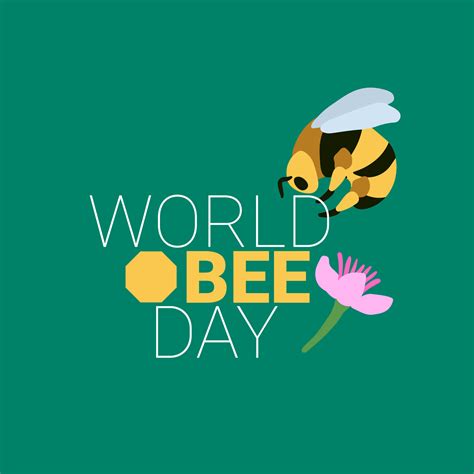 World Bee Day Poster Save The Bees Bee Bending Down To Pollinate A