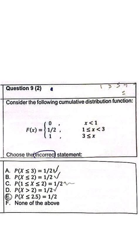 Solved Question Consider The Following Cumulative Chegg