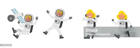 우주 비행사 아이 캐릭터 벡터 디자인 감정과 다양한 행동의 프리젠 테이션 과학에 대한 스톡 벡터 아트 및 기타 이미지 과학 귀여운 등장인물 Istock