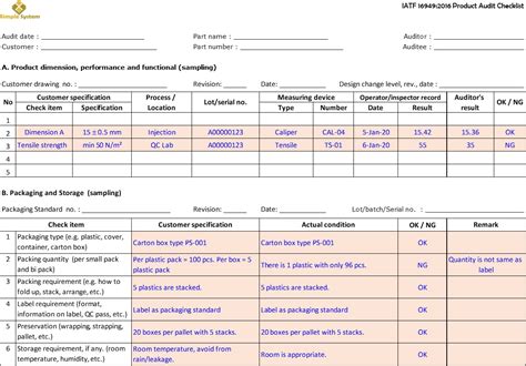 Simple System Product Audit Checklist This Is The Sample Facebook