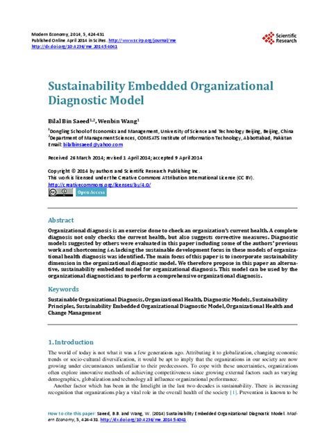 Pdf Sustainability Embedded Organizational Diagnostic Model