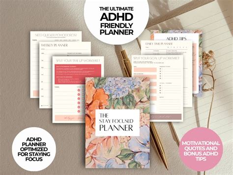 The Stay Focused Flower Adhd Digital Planner Weekly Planner Etsy