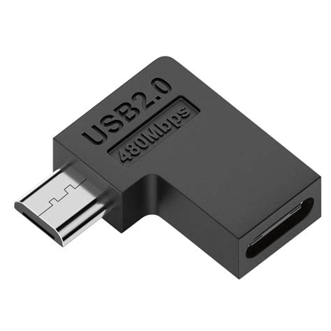 90 Градусов под прямым углом Вверх вниз от разъема Micro Usb к разъему Type C для зарядных