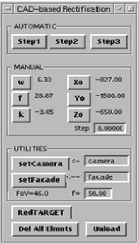 The Dialog Box GUI Used To Control Exterior Orientation Rectification Download Scientific
