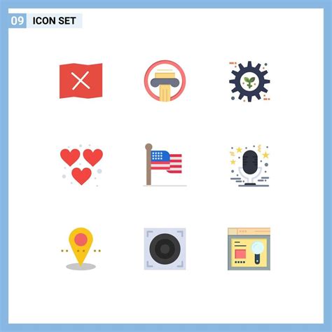 Universal Icon Symbols Group Of 9 Modern Flat Colors Of American Game Eco Fun Setting Editable