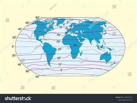 World Annual Isotherm Map Images World Stock Vector Royalty Free 2174032217 Shutterstock