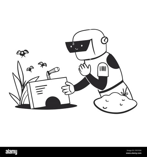 A Friendly Robot With A Barcode On Its Arm Holding A Box With A