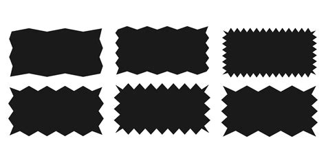 Zigzag Rectanglea Set Of Uneven Zigzag Rectangular Shapes Black Color Isolated Elements For