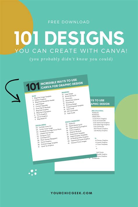 Heres A Free Printable And List Of Tips And Ideas On How To Use Canva For Blog Graphics