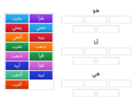 تصريف الأفعال مع الضمائر فرز المجموعات