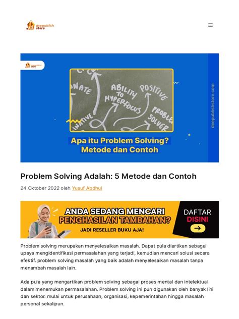 Problem Solving Adalah 5 Metode Dan Contoh Deepublish Store Pdf