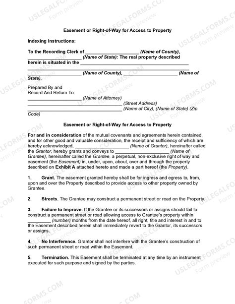 Easement Or Right Of Way For Access To Property Us Legal Forms