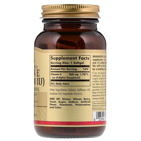 Solgar, Vitamin E, Natürlich bezogen, 268 mg (400 I.E.), 100 Softgels ...