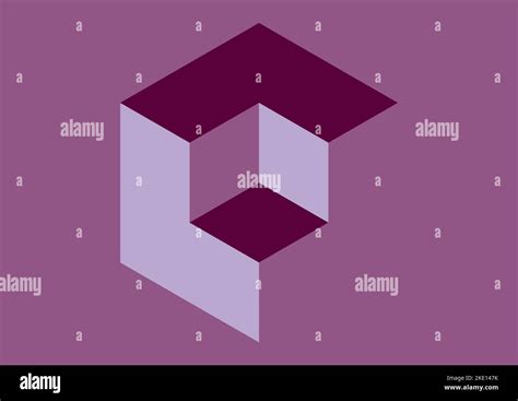 Cube Illusion Graphic With Light Facets In Purples Stock Vector Image