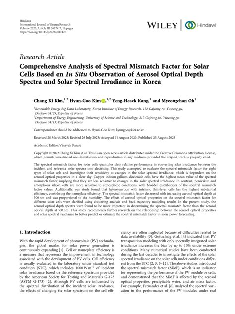 Pdf Comprehensive Analysis Of Spectral Mismatch Factor For Solar