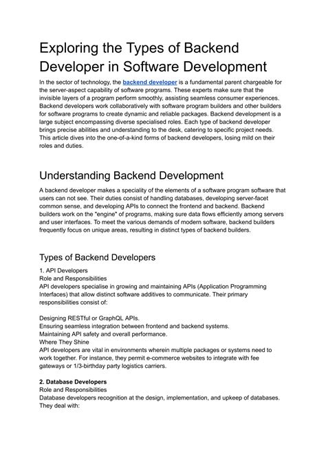 Ppt Exploring The Types Of Backend Developer In Software Development
