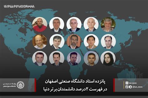 پانزده استاد دانشگاه صنعتی اصفهان در فهرست 2 درصد دانشمندان برتردنيا پایگاه خبری دانشگاه صنعتی