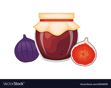 Fig Jam In Glass Jar And Fresh Figs Icon Vector Image