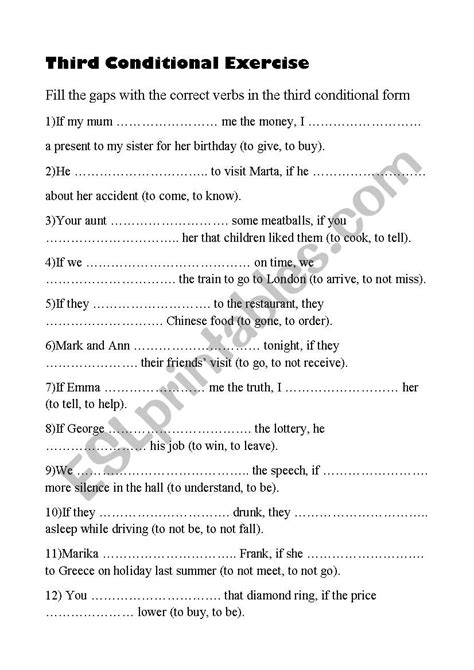 Third Conditional Exercise Esl Worksheet By Luglio15