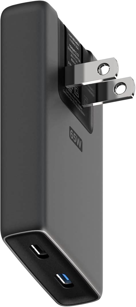 Amazon Com Nomad 65w Slim Power Adapter Carbide Flat Wall Charger With Dual USB C Cable Ports
