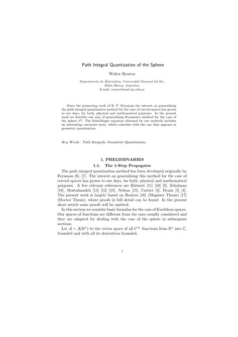 Pdf Path Integral Quantization Of The Sphere