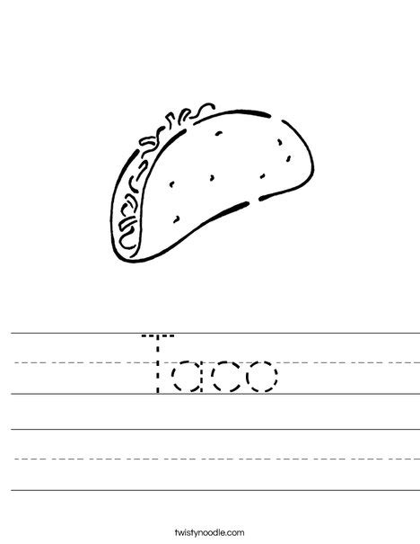 Taco Worksheet Twisty Noodle