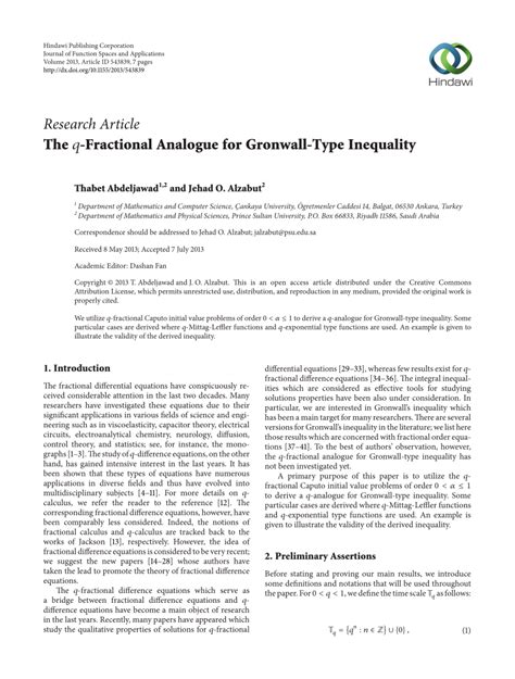 Pdf The Fractional Analogue For Gronwall Type Inequality