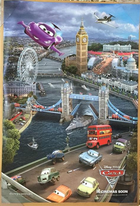 Cars 2 Movie Poster 2 Sided Rare Original Intl London 27x40 Owen Wilson