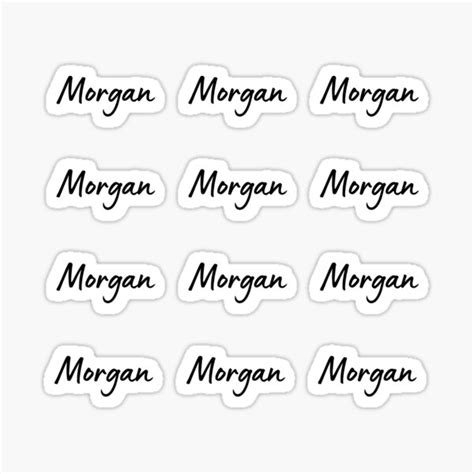 Cursive Black Morgan Name Label Sheet Set 12 Pack Sticker For Sale By