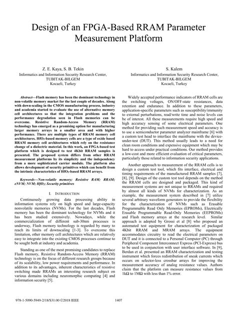 Pdf Design Of An Fpga Based Rram Parameter Measurement Platform
