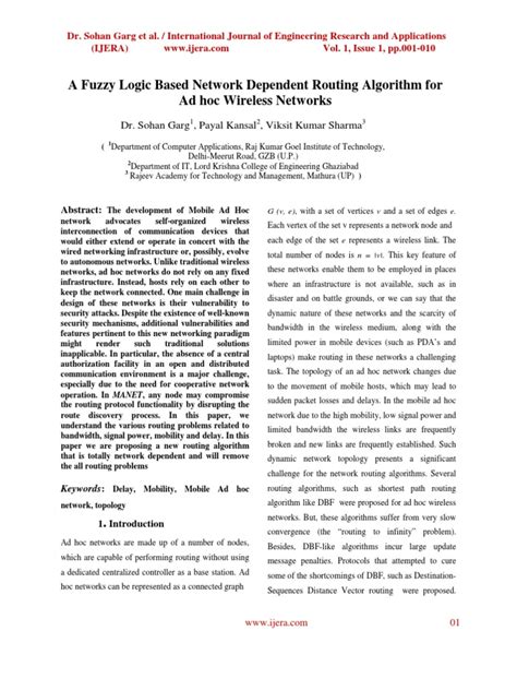 a fuzzy logic based network dependent routing algorithm for ad hoc