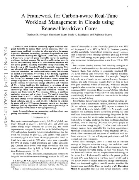 Pdf A Framework For Carbon Aware Real Time Workload Management In Clouds Using Renewables