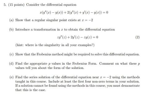 Solved Points Consider The Differential Equation X Y Chegg Com