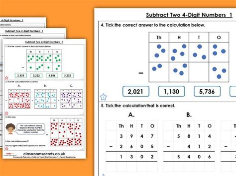 Year 4 Subtract Two 4 Digit Numbers 1 Autumn Block 2 Maths Homework Extension Teaching Resources