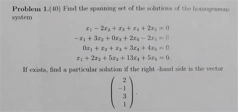 Solved Problem Find The Spanning Set Of The Solutions Chegg Com