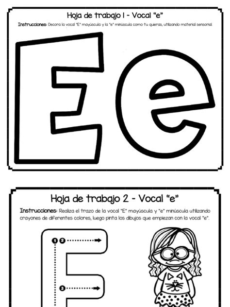 Hojas De Trabajo De Vocal E Larga Hojas De Trabajo Semanal Vocal E